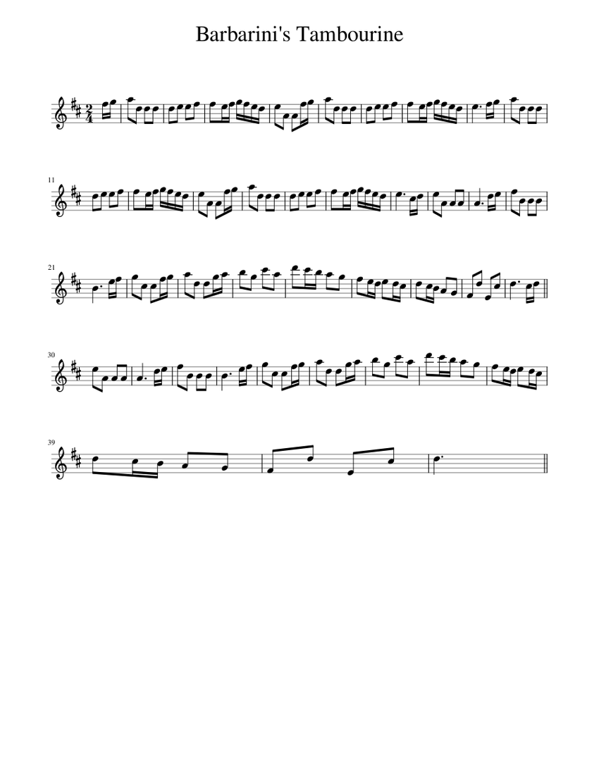 Barbarini's Tambourine Sheet Music for Piano (Solo) easy | MuseScore.com