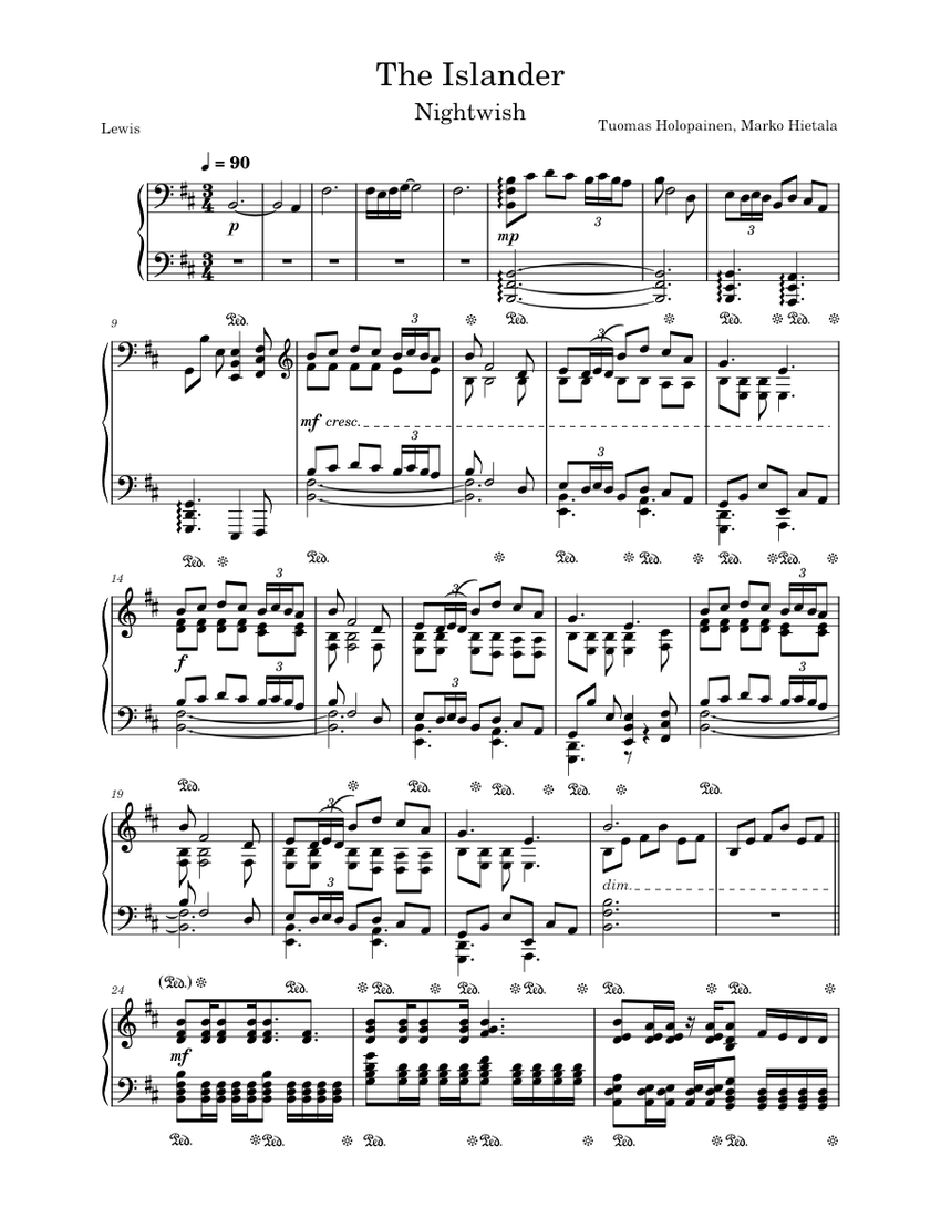 The islander – Nightwish Sheet music for Piano (Solo) | Musescore.com