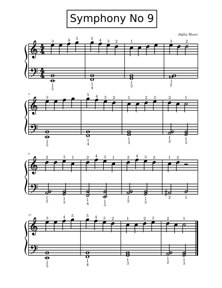 Symphony No 9 Sheet music for Piano (Piano Four Hand) Easy | Musescore.com