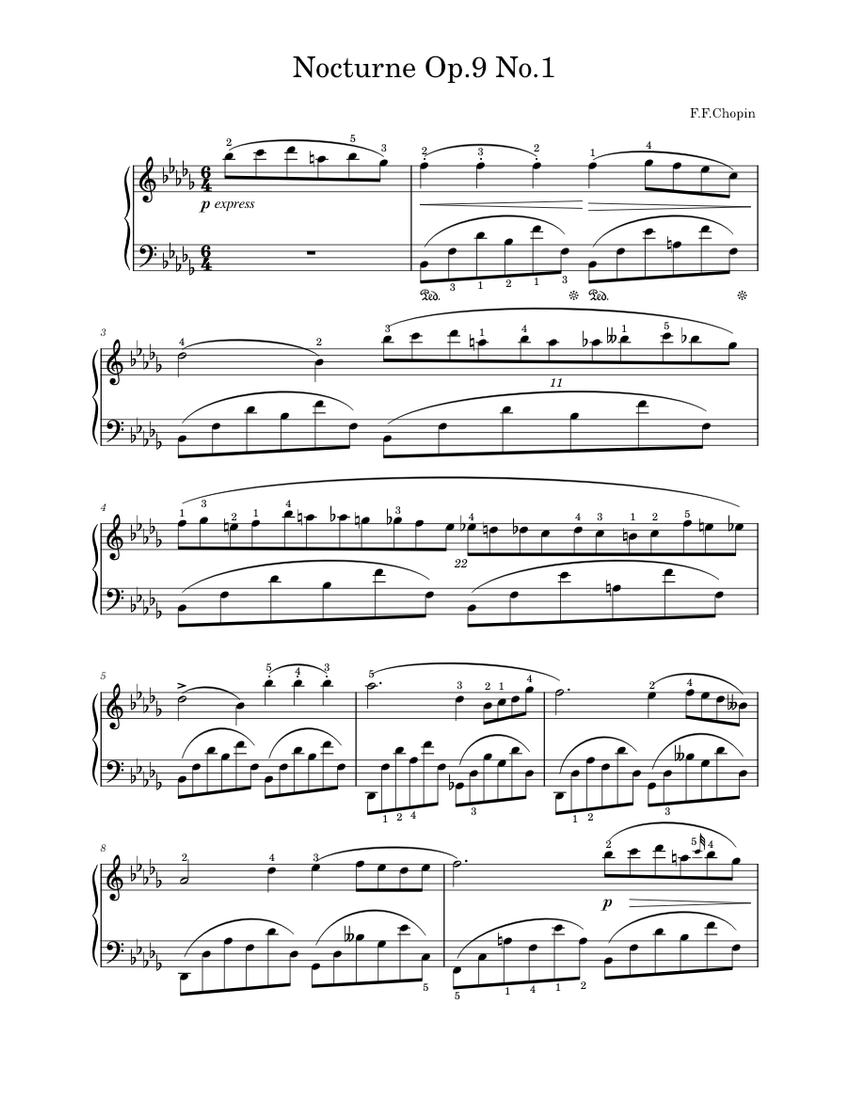 Nocturne Op.9 No.1 – Fryderyk Chopin Sheet Music for Piano (Solo ...