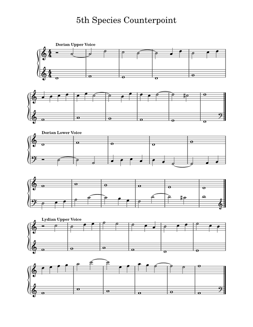 5th Species Counterpoint Sheet music for Piano (Solo) | Musescore.com