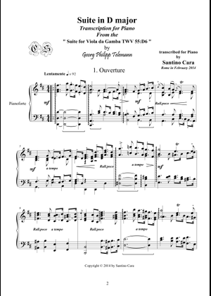 Suite in D major - Georg Philipp Telemann Sheet music for Violin, Viola ...