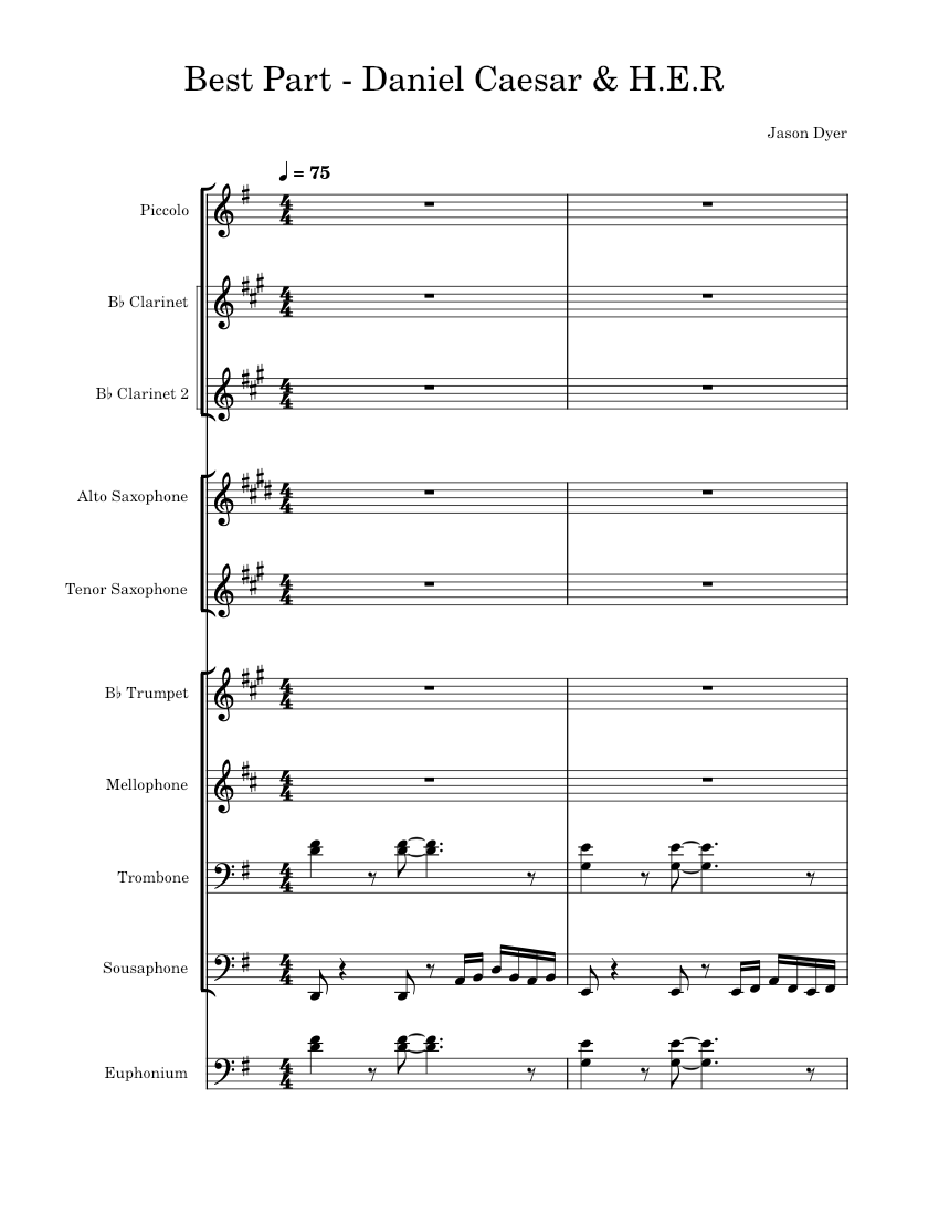 Best Part (Daniel Caesar & H.E.R) - Jason Dyer Sheet music for Trombone ...