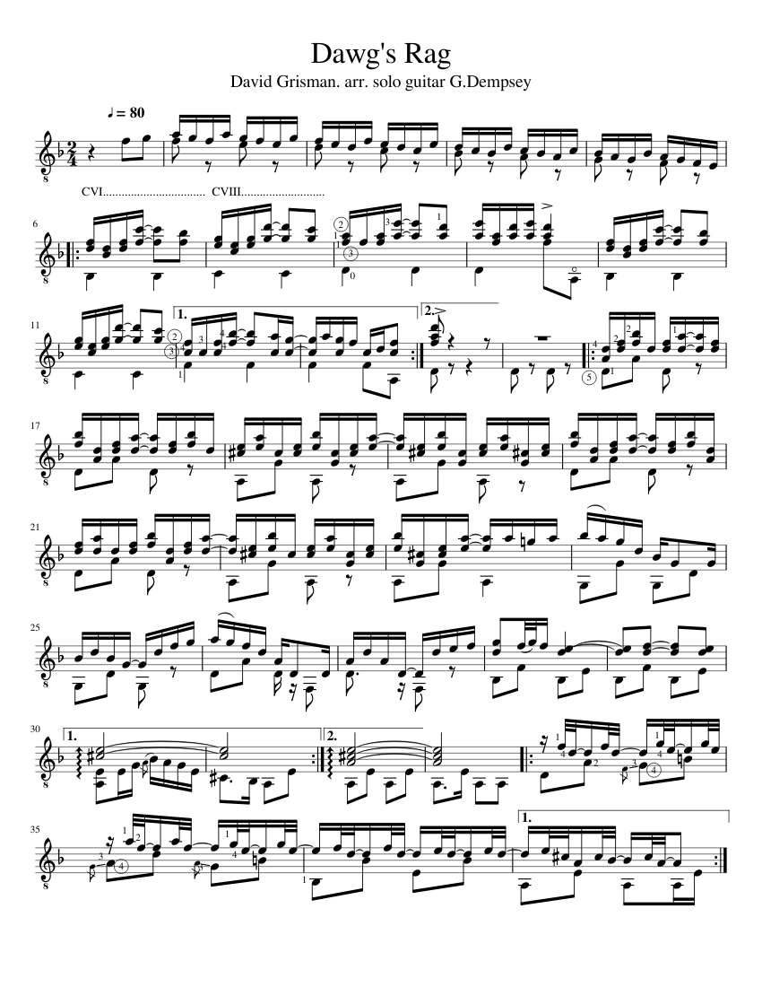 Dawg's Rag – David Grisman Sheet Music for Guitar (Solo) | MuseScore.com