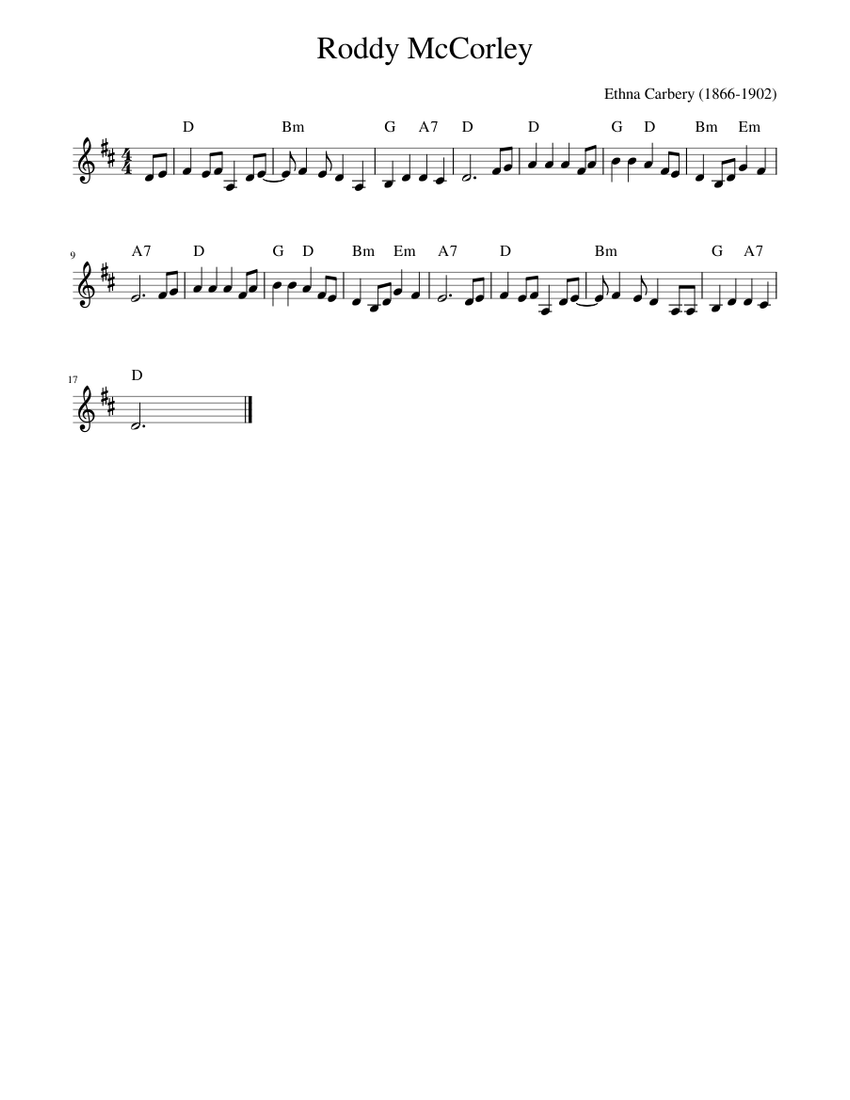 Ethna Carbery - Roddy McCorley Sheet music for Piano (Solo) Easy ...