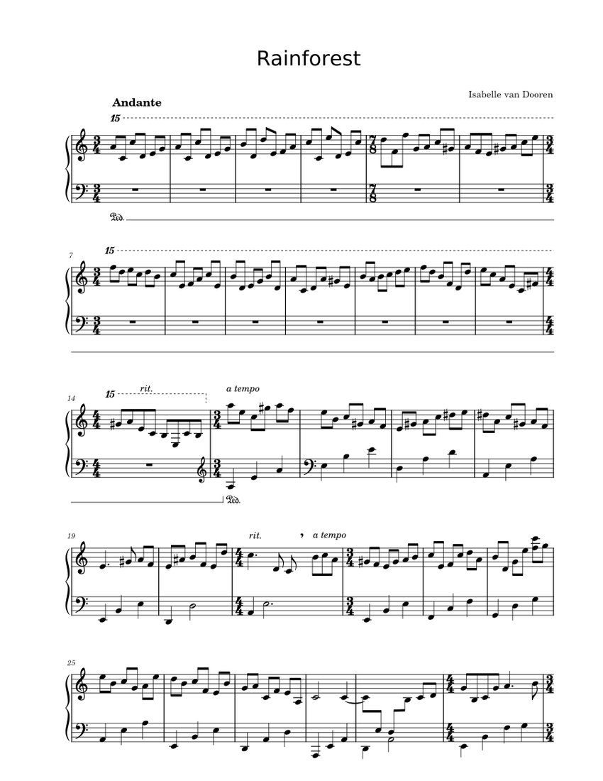 Rainforest Sheet Music for Piano (Solo) Easy | MuseScore.com
