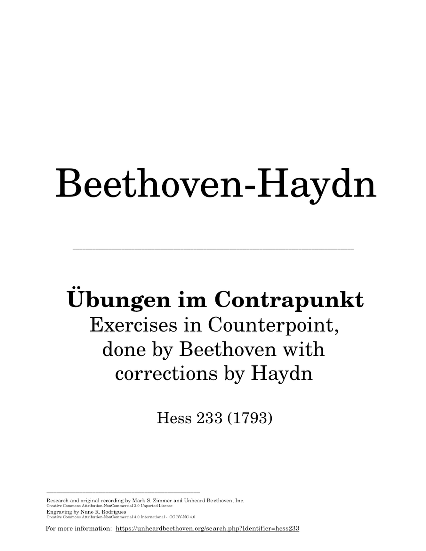 Exercises in Counterpoint, Hess 233 – Ludwig van Beethoven with ...
