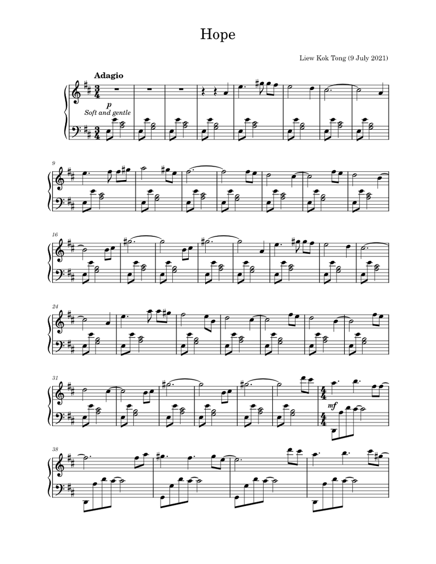 Hope - piano tutorial