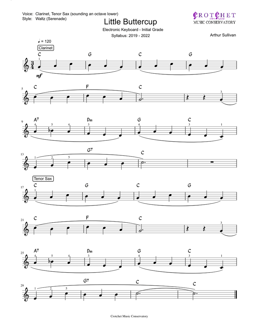 Little Buttercup Sheet Music with Chords for Piano (Solo) easy ...