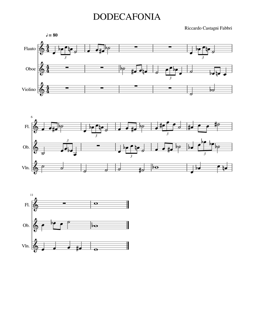 DODECAFONIA Sheet music for Flute, Oboe, Violin (Mixed Trio ...