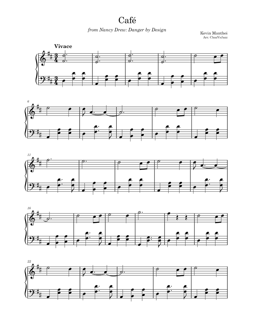 Cafe Sheet music for Piano (Solo) | Musescore.com