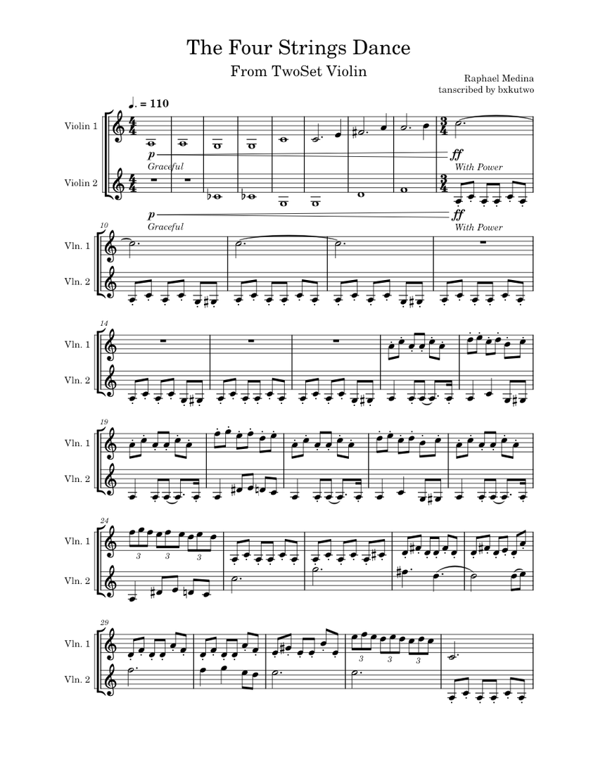 The Four Strings Dance – Raphael Medina Sheet Music for Violin (String ...