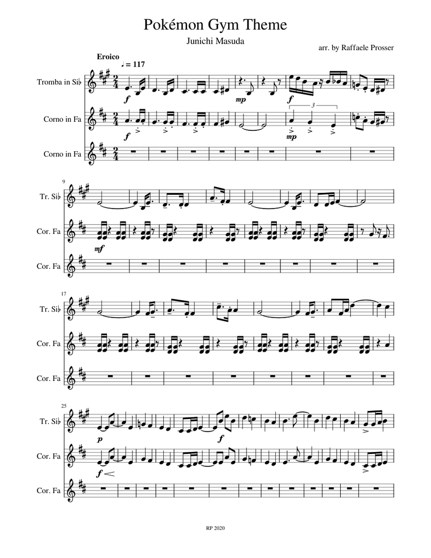 Pokémon Gym Theme Sheet music for Trumpet in b-flat, French horn (Brass ...