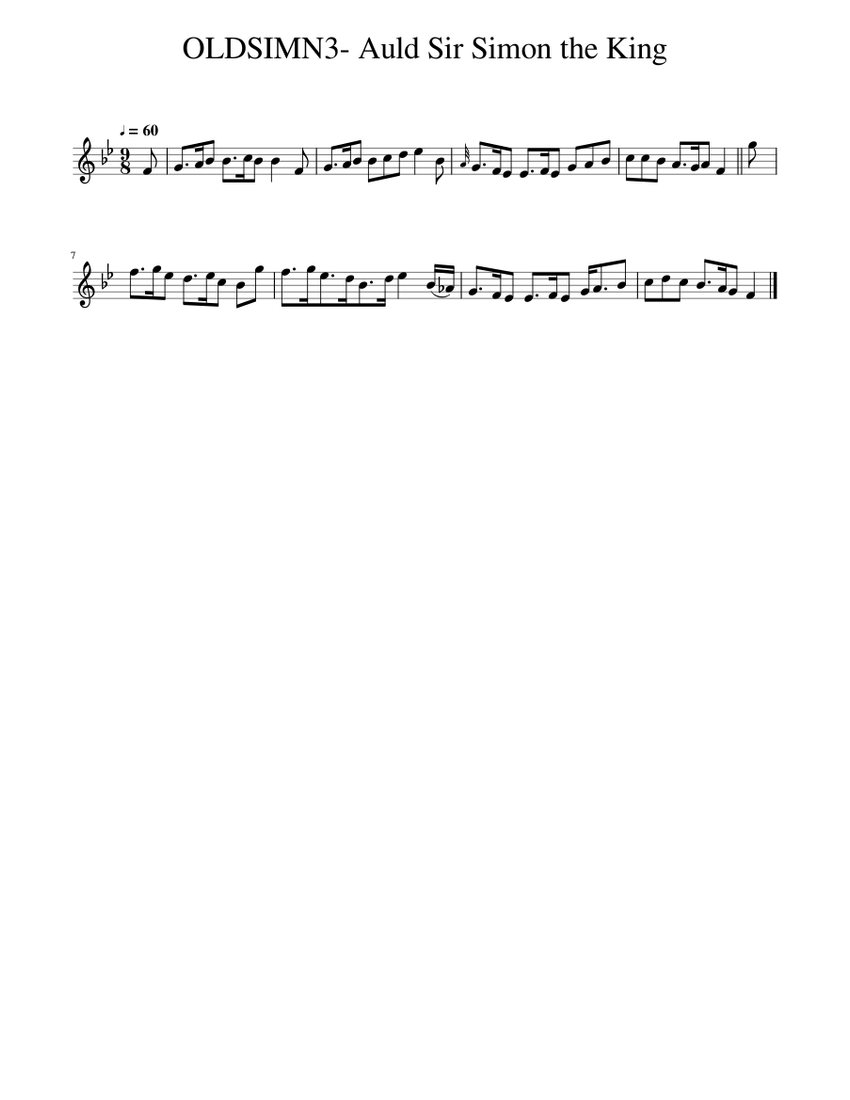 OLDSIMN3- Auld Sir Simon the King Sheet music for Piano (Solo) Easy ...
