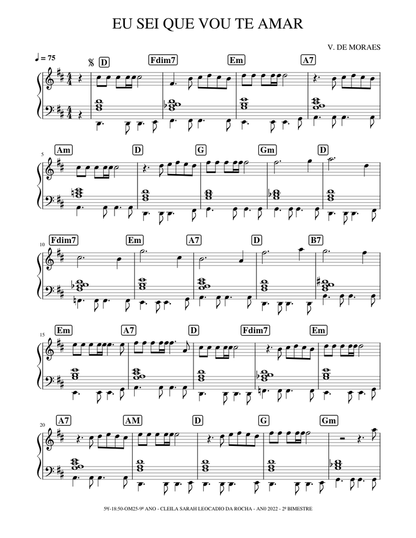EU SEI QUE VOU TE AMAR Sheet music for Piano (Solo) Easy | Musescore.com