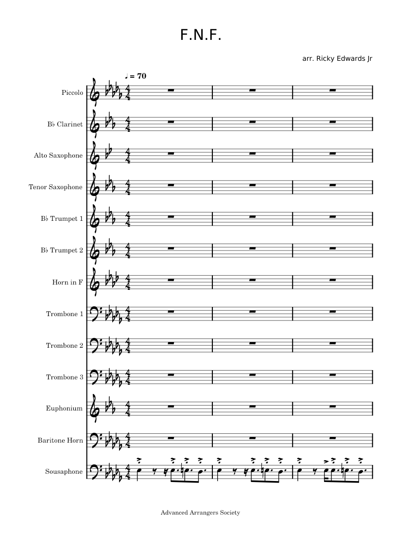 F.N.F Sheet music for Trombone, Euphonium, Flute piccolo, Clarinet in b-flat & more instruments ...