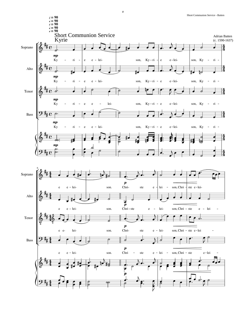Short Communion Service - Adrian Batten Sheet music for Bass guitar ...