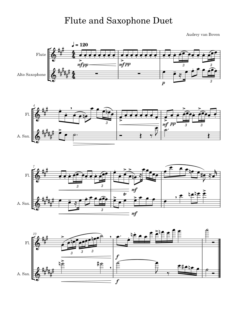 Flute and Saxophone Duet Sheet music for Flute, Saxophone alto (Mixed ...