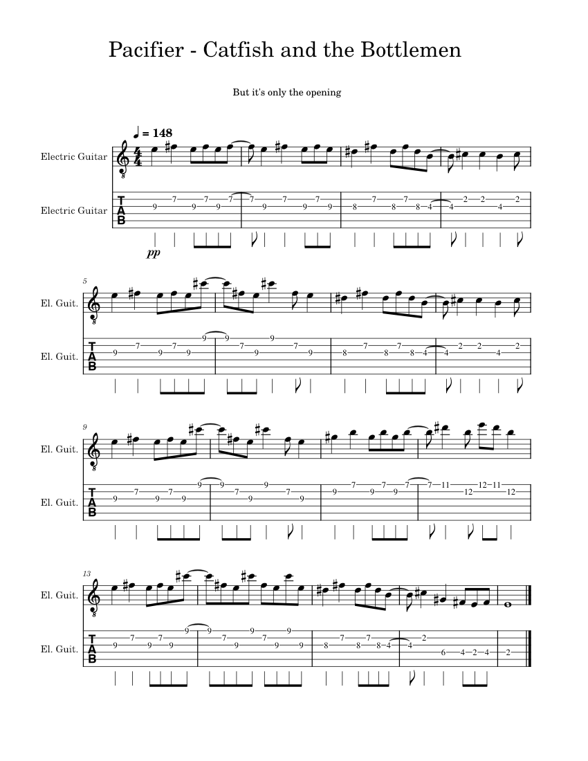 Pacifier Opening TAB Sheet music for Guitar (Mixed Duet) | Musescore.com