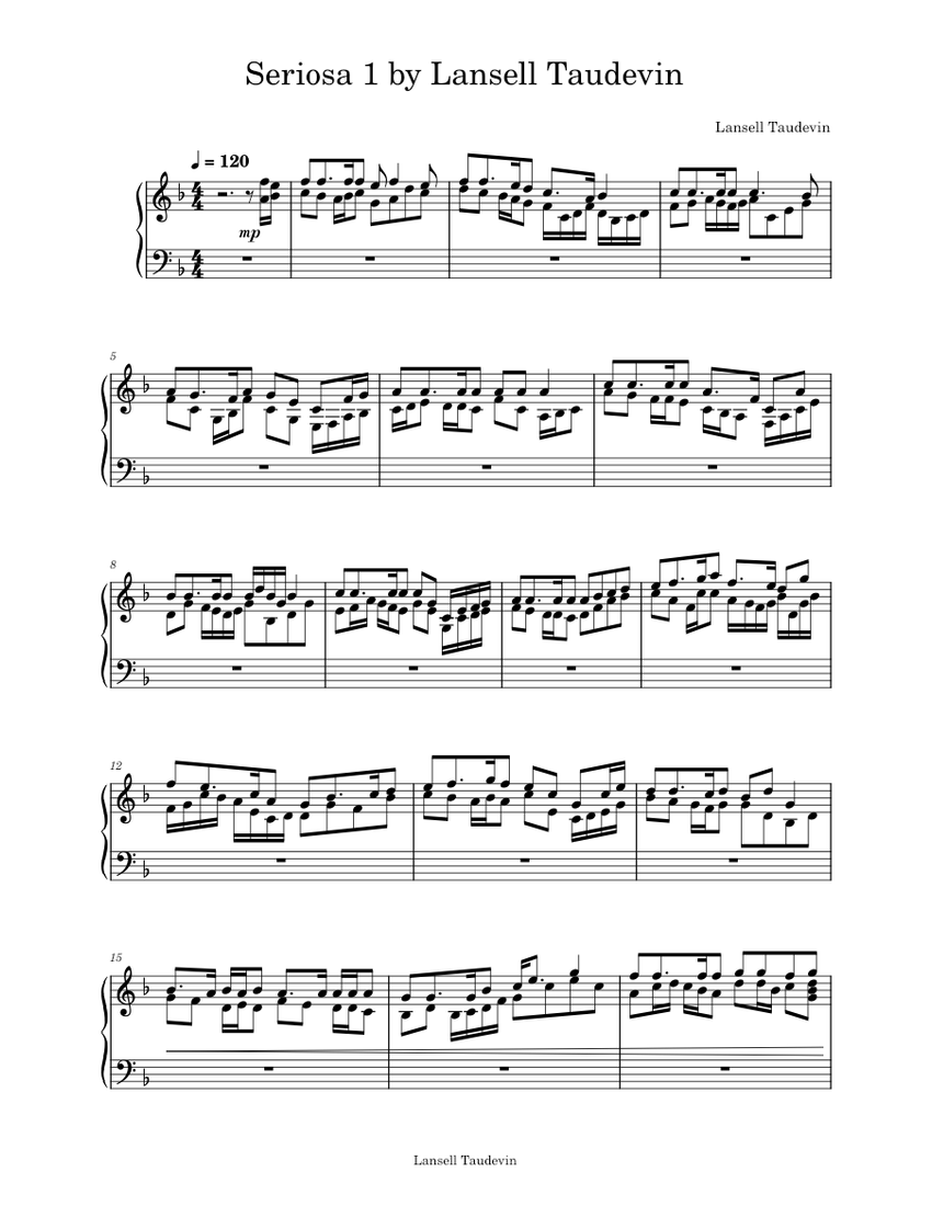 Seriosa_1_by_Lansell_Taudevin Sheet music for Piano (Solo) | Musescore.com
