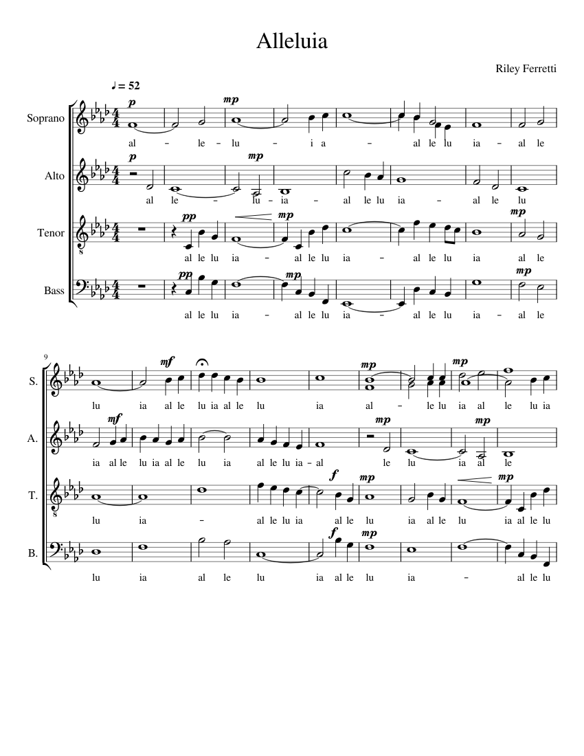 Alleluia for edit Sheet music for Soprano, Alto, Tenor, Bass voice ...