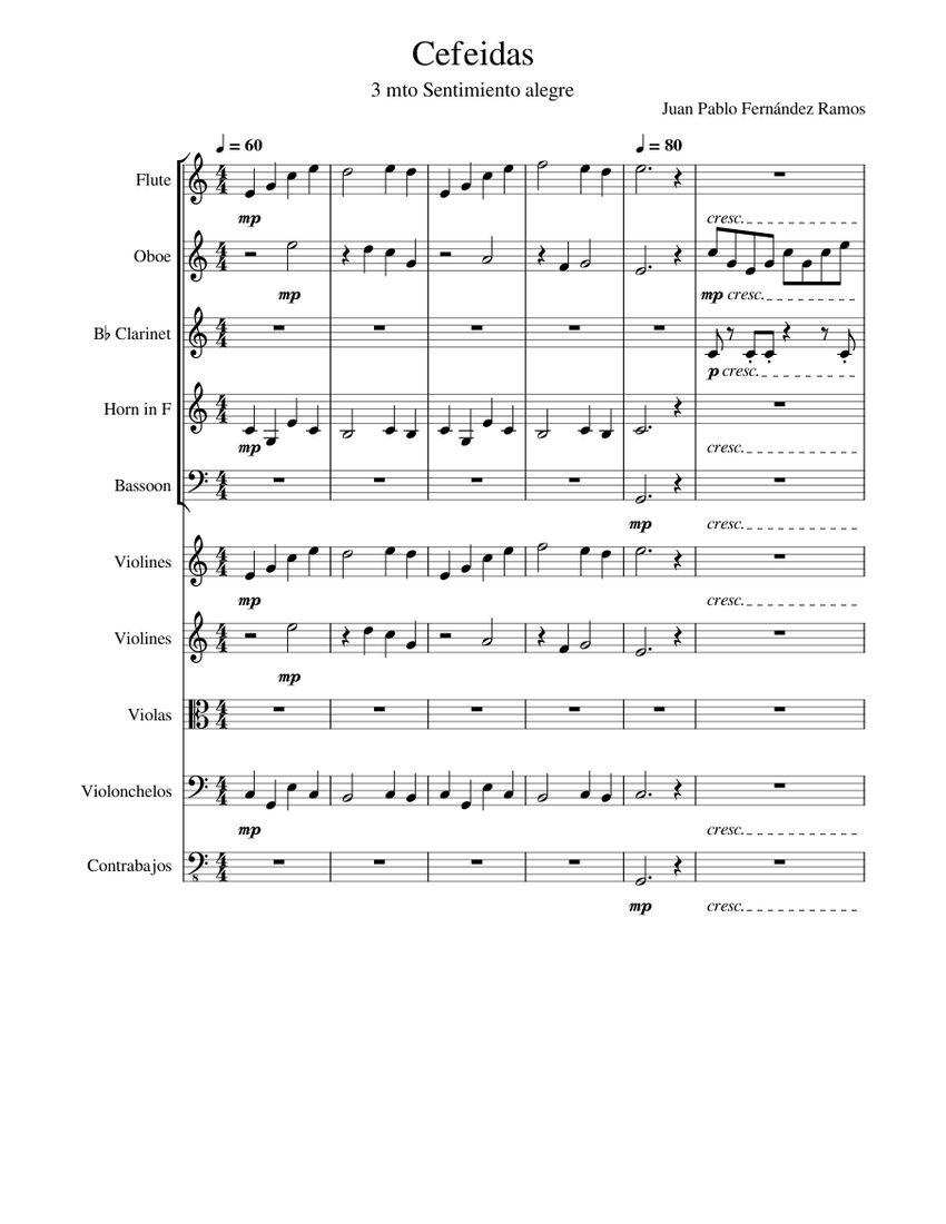 Cefeidas 3 mto Sentimiento alegre - Orquesta Sheet music for Flute ...