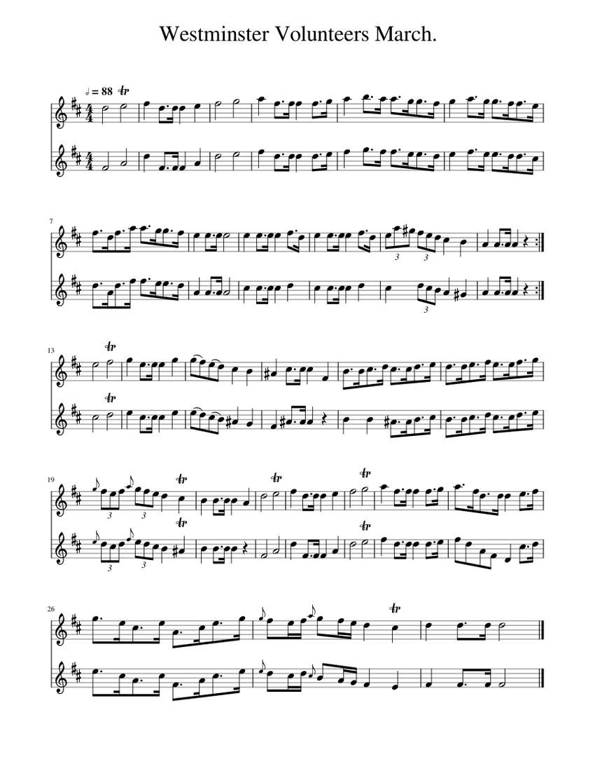 Westminster Volunteers March. Sheet Music for Piano (Piano Duo ...