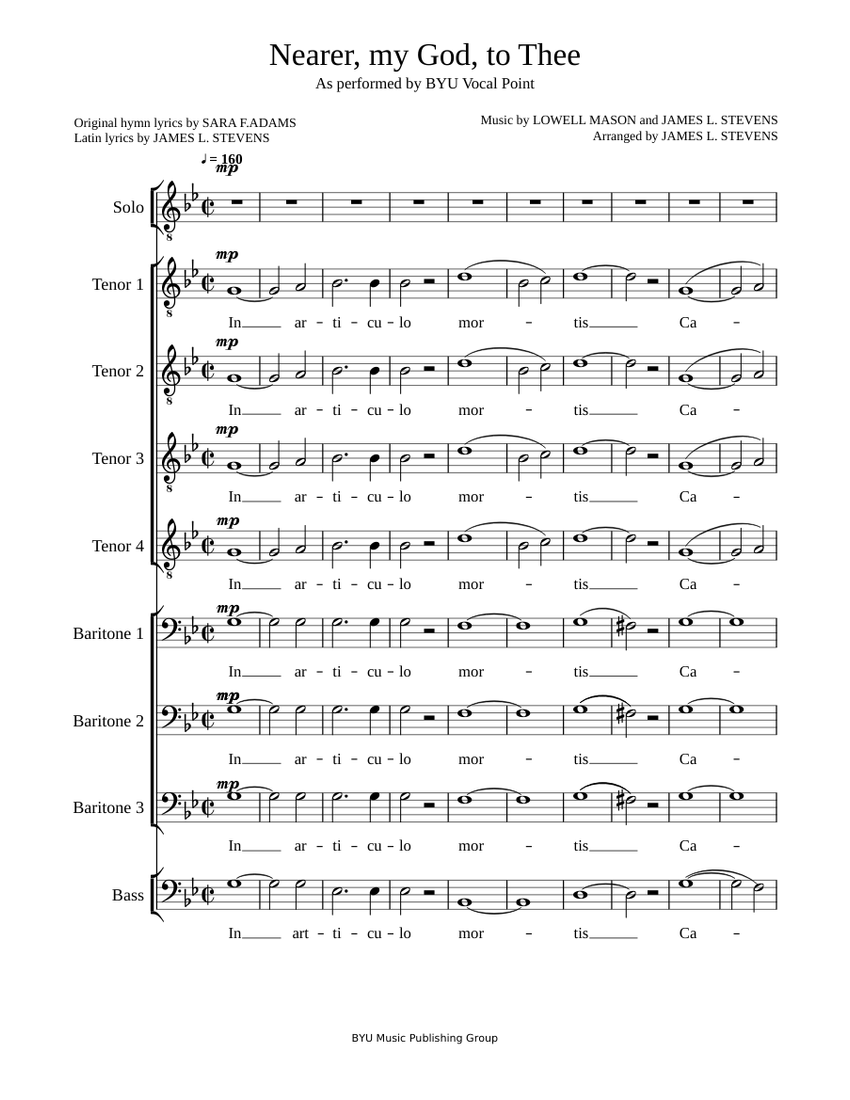 Nearer, my God, to Thee Sheet Music for Tenor, Bass voice, Vocals (Men ...