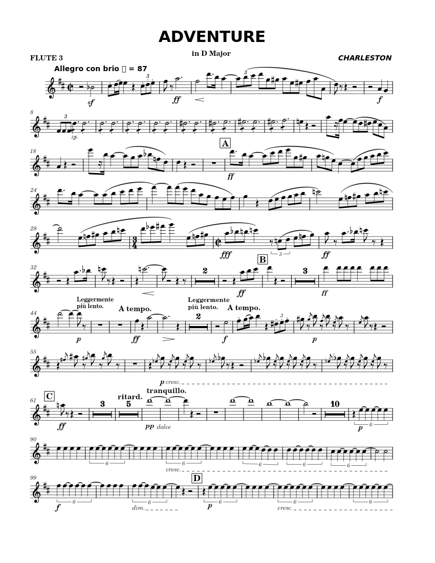 Flute 3 Sheet music for Flute (Solo) | Musescore.com