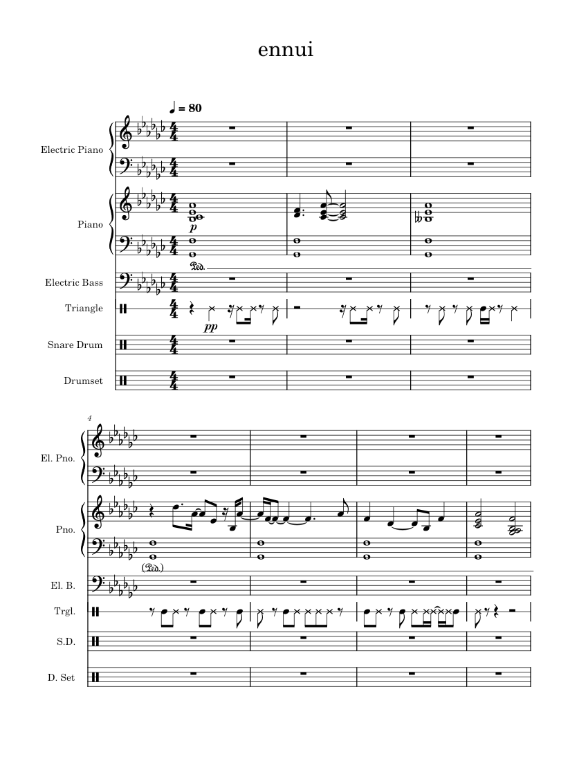 ennui Sheet music for Piano, Snare drum, Bass guitar, Drum group & more ...