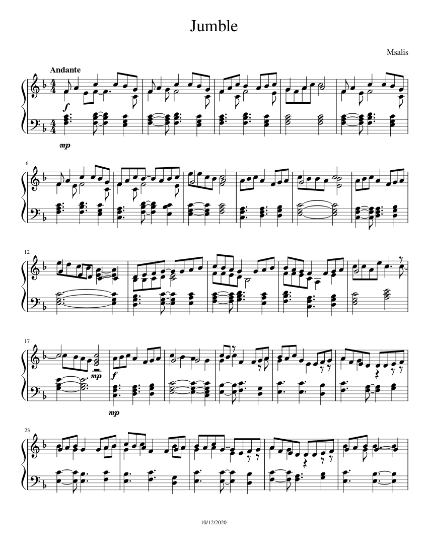 Jumble Sheet music for Piano (Solo) | Musescore.com