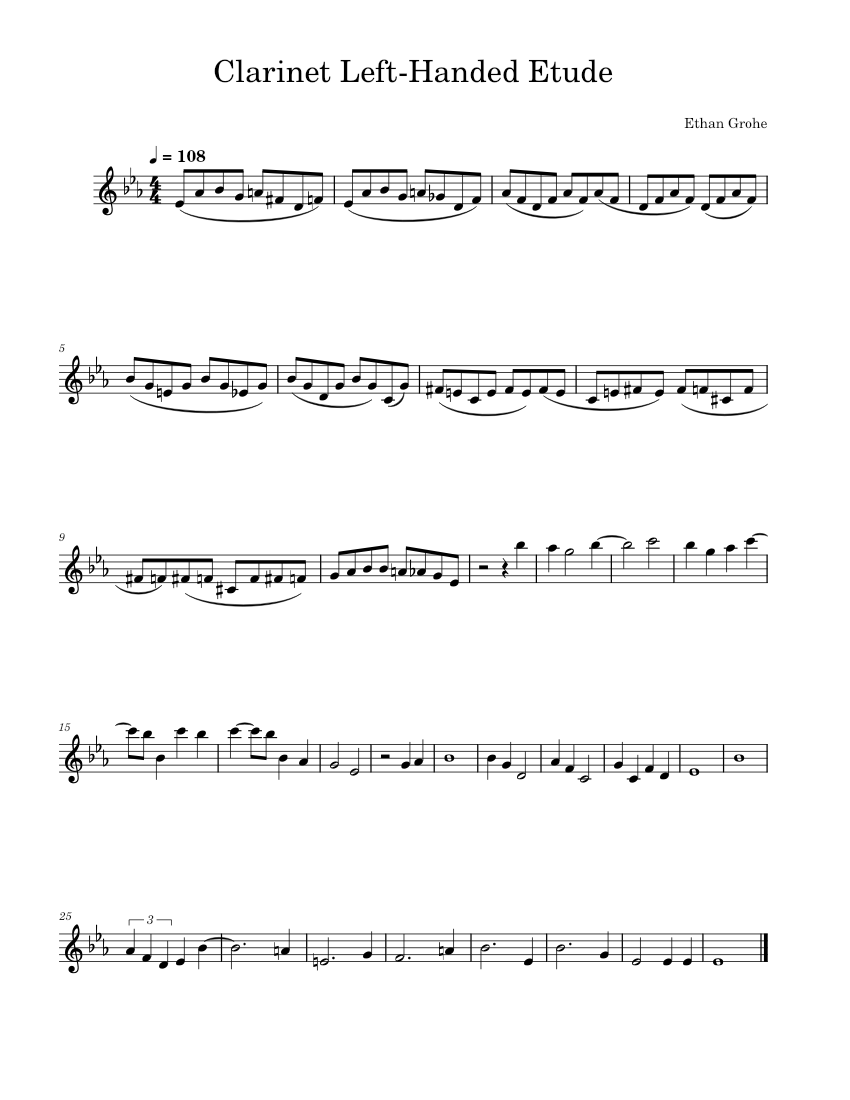 Clarinet Left-Handed Etude - piano tutorial