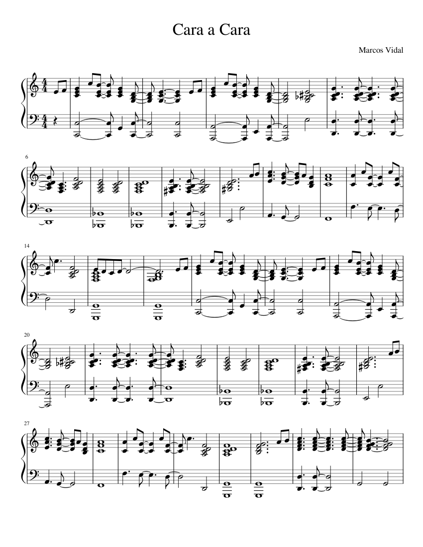 Cara a Cara - Marcos Vidal - (Piano Acompañamiento) Sheet Music for ...