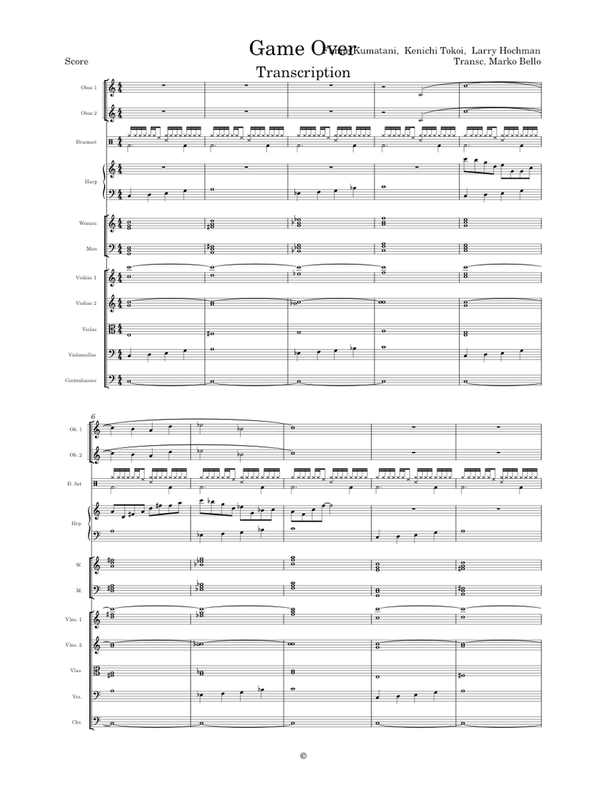 Game Over Sheet music for Female, Male, Oboe, Drum group & more ...