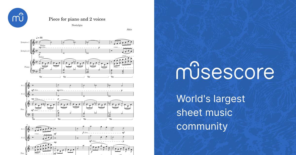Piece for piano and 2 voices - Akis Sheet Music for Piano, Synthesizer ...