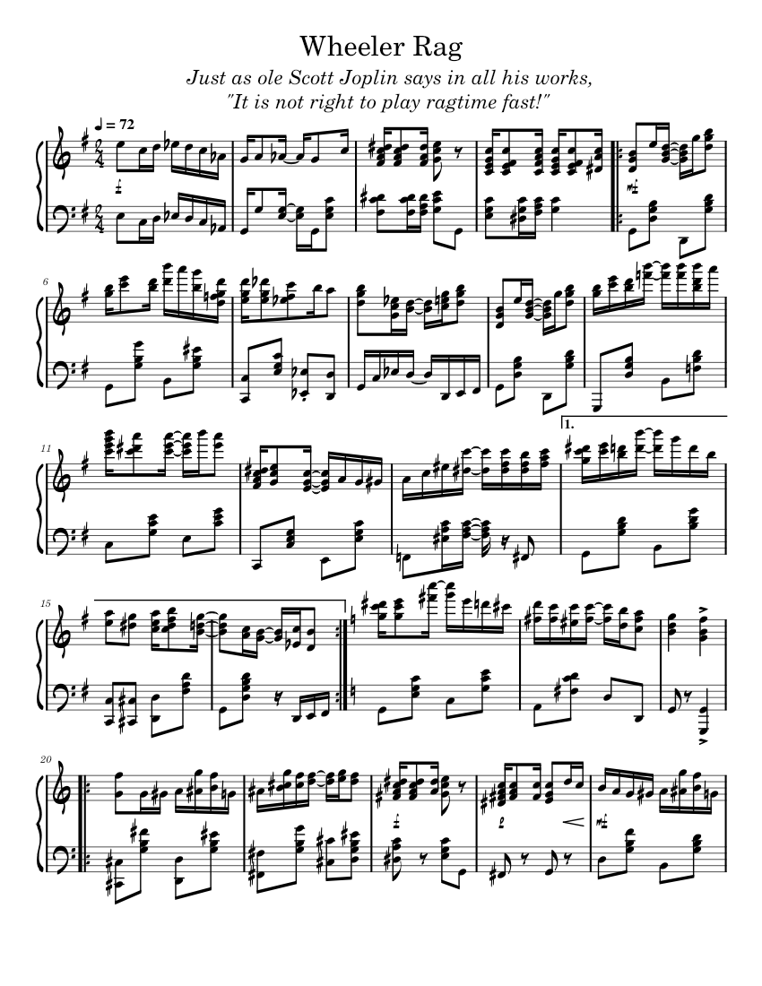 Wheeler Rag Sheet music for Piano (Solo) | Musescore.com