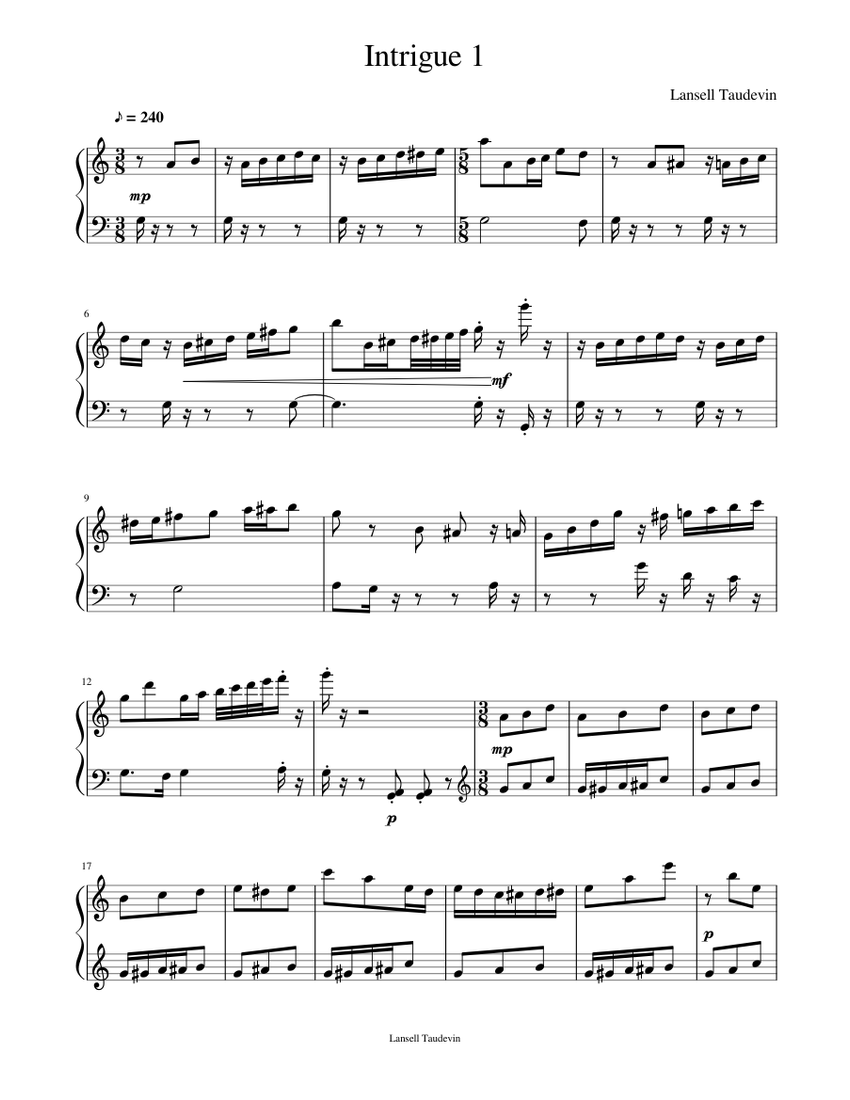 Intrigue 1 Sheet music for Piano (Solo) | Musescore.com