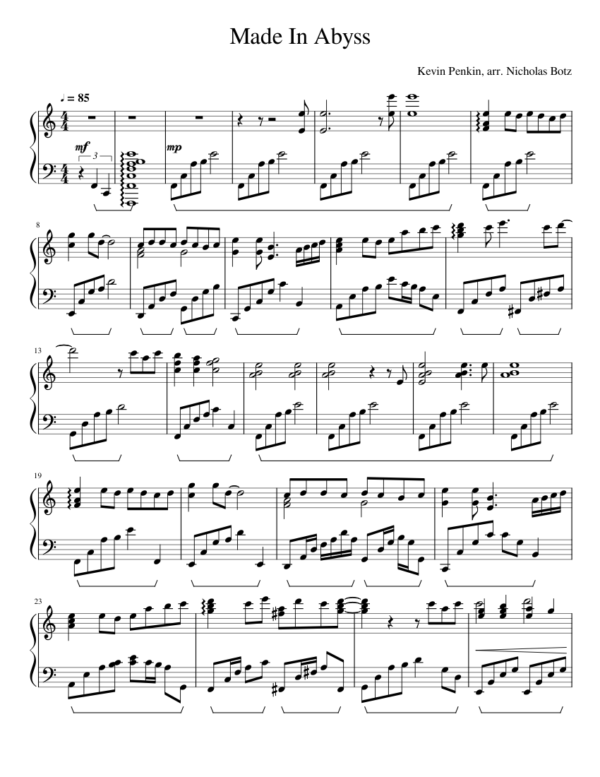 Made In Abyss ost 1 - Made in Abyss (Piano) Sheet Music for Piano (Solo ...