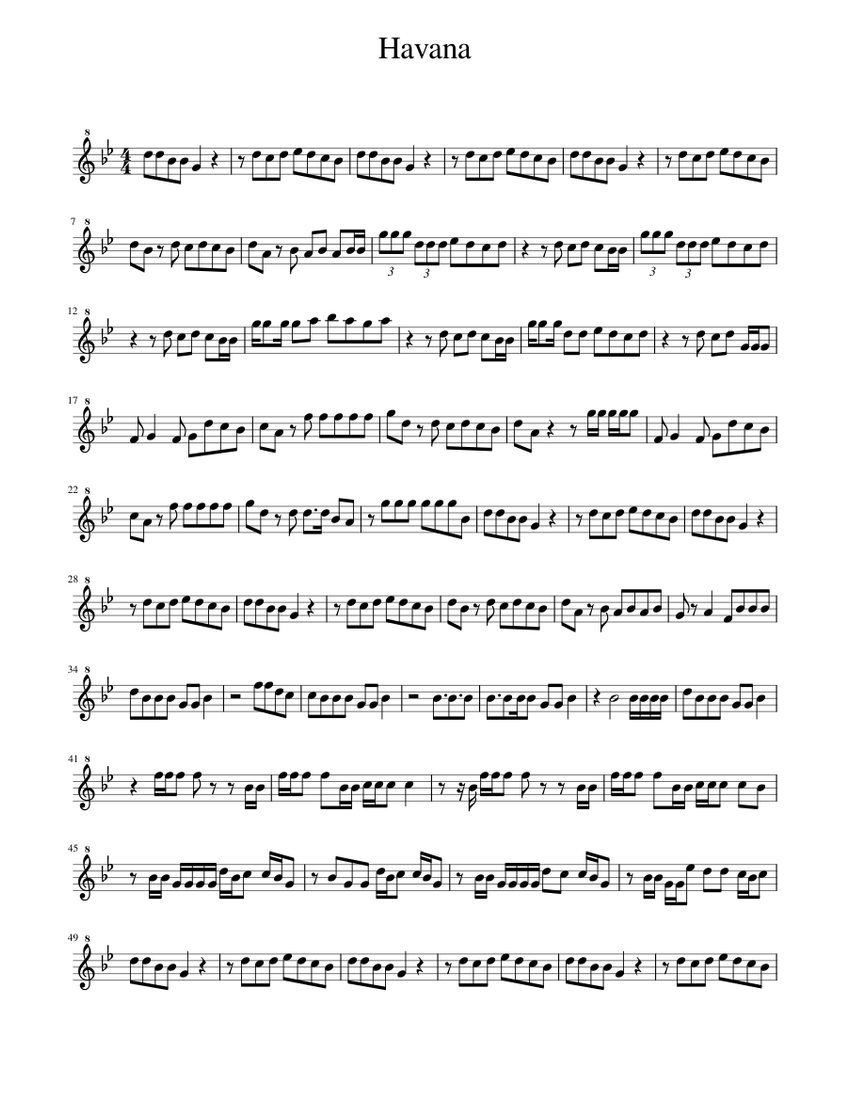 Havana Sheet Music for Recorder (Solo) | MuseScore.com