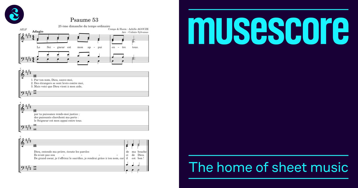 Psaume 53 LE SEIGNEUR EST MON APPUI ENTRE TOUS – agouzekossi Sheet ...