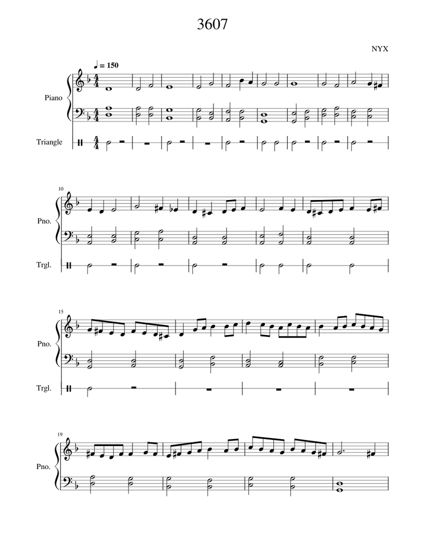 3607 Sheet music for Piano, Triangle (Mixed Duet) | Musescore.com