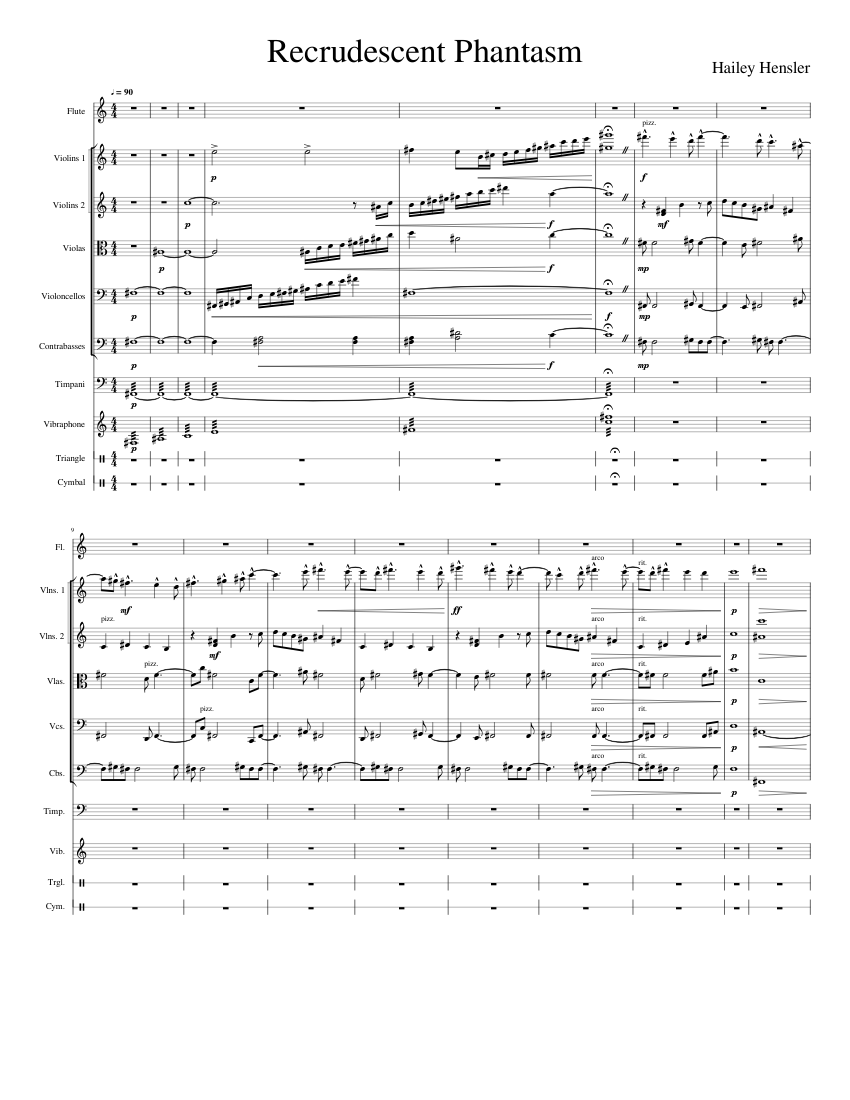 Recrudescent Phantasm for Strings Sheet music for Flute, Timpani, Vibraphone, Crash & more ...