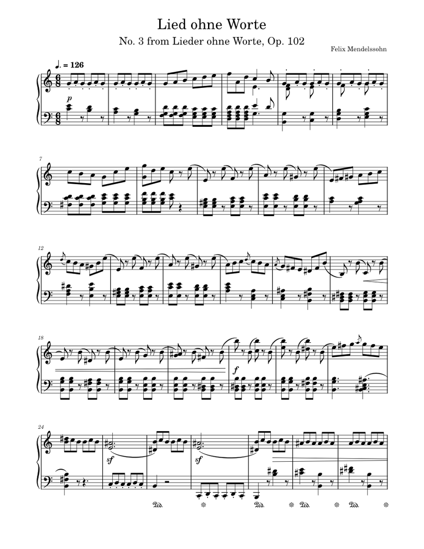Lied ohne Worte Sheet music for Piano (Solo) | Musescore.com