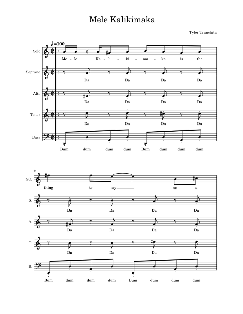 Mele kalikimaka – Bing Crosby Mele Kalikimaka A Capella Sheet music for ...