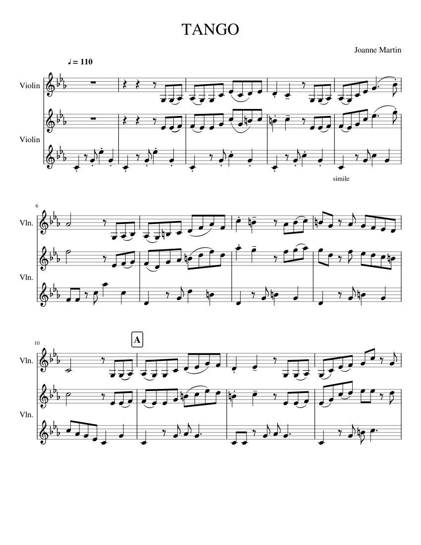 TANGO Sheet music for Violin (String Duet) | Musescore.com