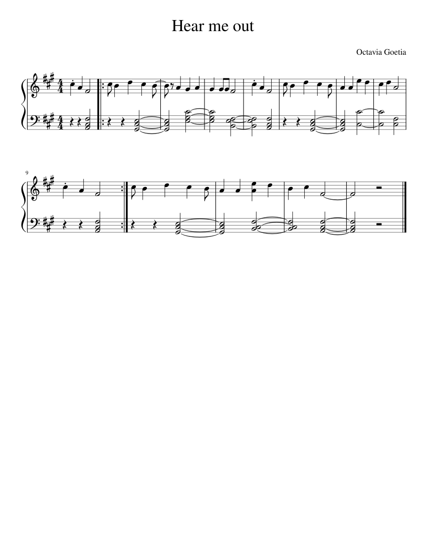 Hear me out - Octavia Goetia Sheet Music for Piano (Solo) easy ...