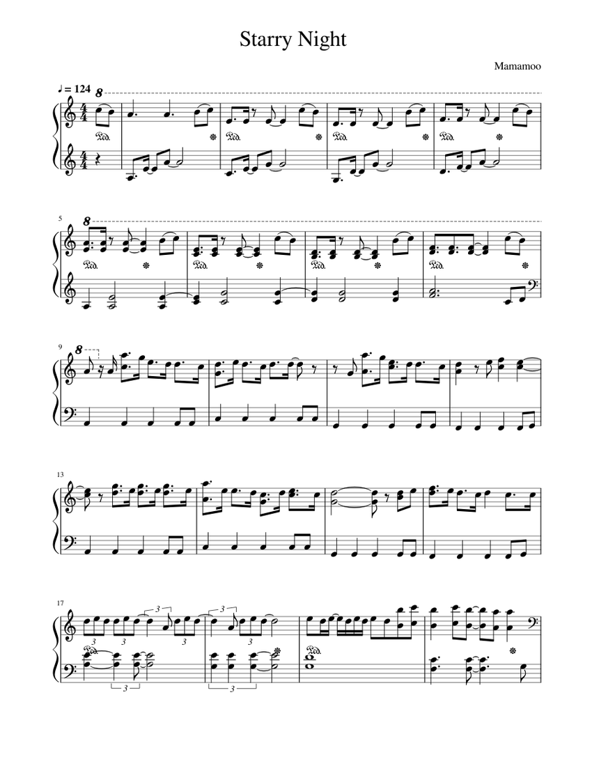 Starry Night Sheet Music for Piano (Solo) | MuseScore.com