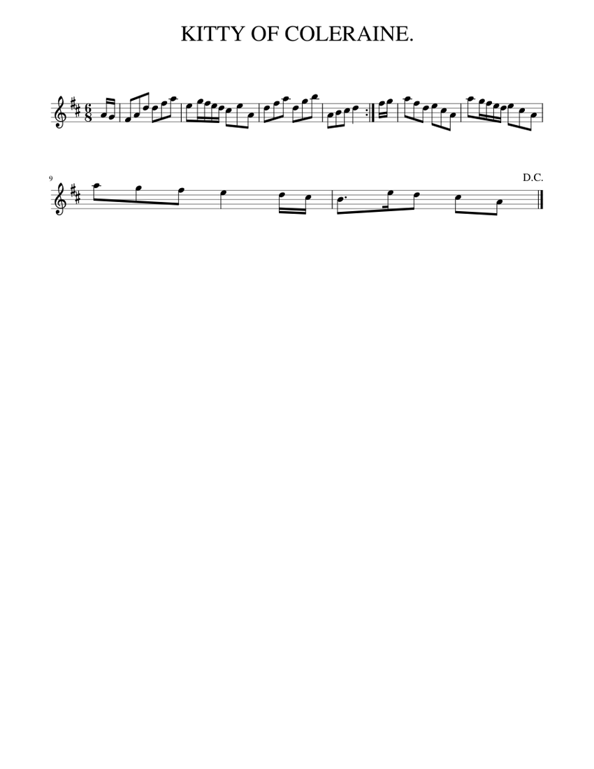 KITTY OF COLERAINE. Sheet music for Piano (Solo) Easy | Musescore.com