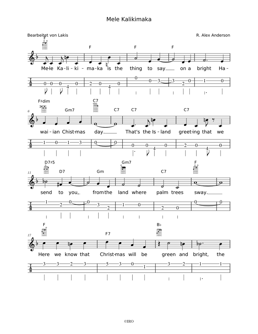 Mele kalikimaka – R. Alex Anderson Mele Kalikimaka-ok! Sheet music for ...