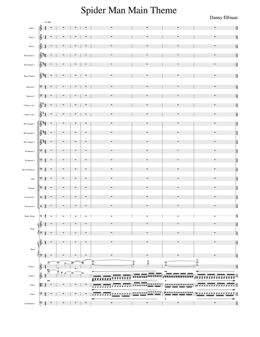 Spider Man Main Theme Sheet music for Piano, Trombone, Tuba, Trombone ...